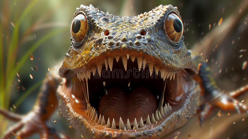Lizard with Its Mouth Open and Its Teeth Wide Open Stock Illustration ...