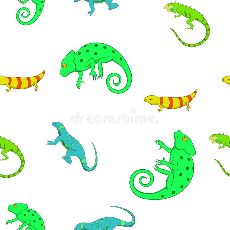 Lizard Pattern, Cartoon Style Stock Vector - Illustration of lizard ...