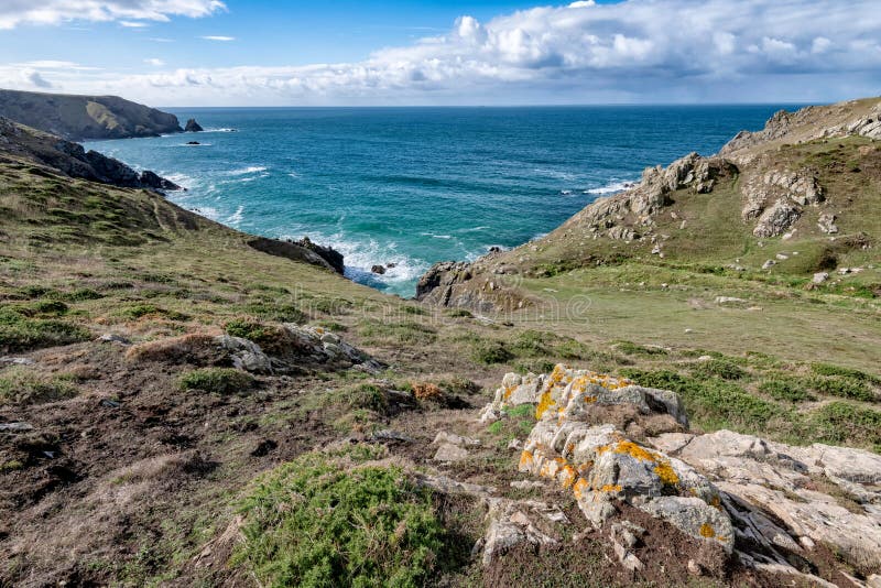 Lizard Peninsular Cornwall from the Coastal Path Stock Image - Image of ...