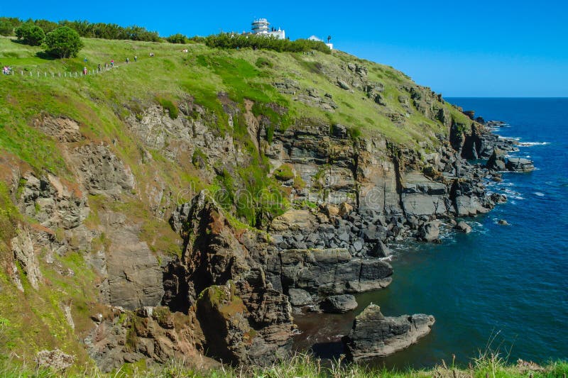 Lizard Point, Cornwall with Lighthouse and Cliffs Stock Photo - Image ...