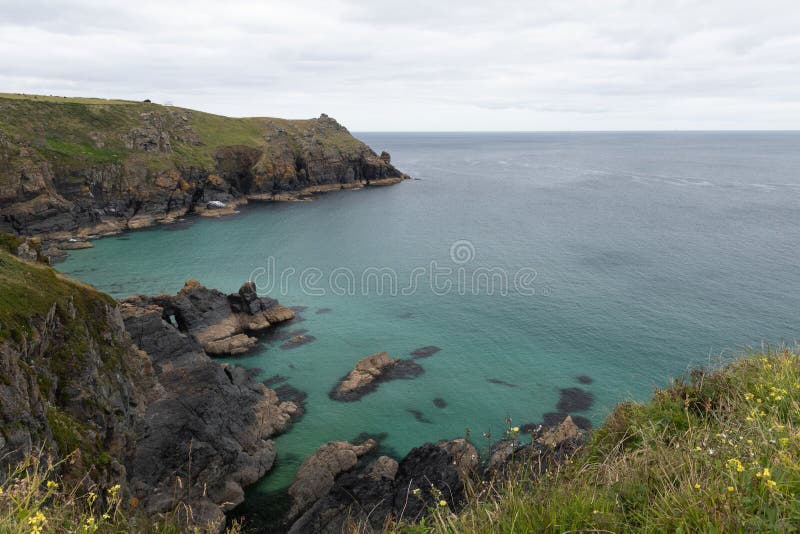 Lizard point in Cornwall stock image. Image of landewednack - 156456247