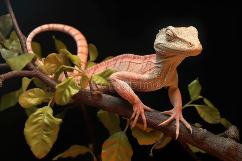 Lizard Shedding Skin Near a Water Source, Reflection Visible Stock ...