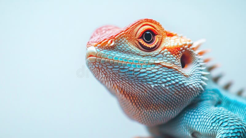 A Lizard with a Red Head and Blue Eyes Stock Illustration ...