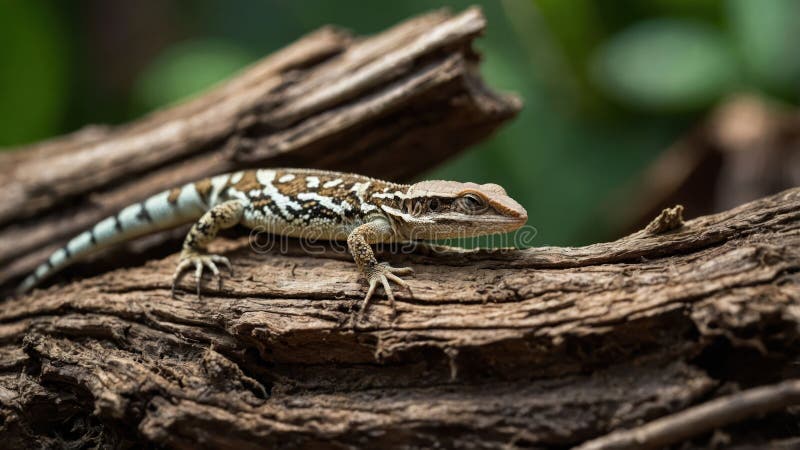 A Lizard Resting on a Piece of Wood in a Natural Setting Stock ...