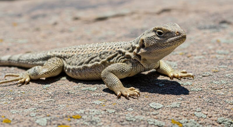 Lizard Basking in the Sun on a Rocky Surface Stock Illustration - Illustration of subject ...