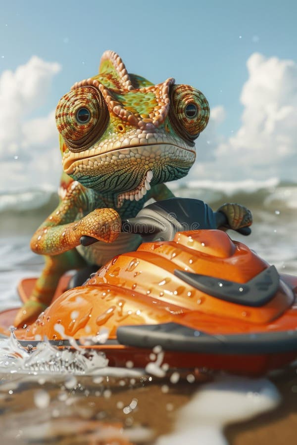 Lizard on Surfboard stock image. Image of ocean, wave - 374447741