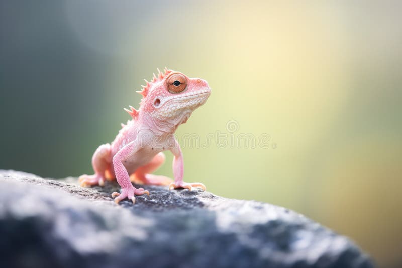 Lizard on Rock Flaunting Pink Dewlap in Sunlight Stock Photo - Image of ...