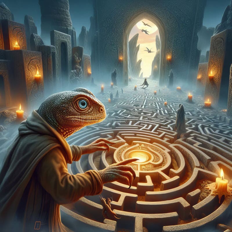 The Lizardâ€™s Labyrinth a Lizard Finds Himself in a Labyrinth F Stock ...