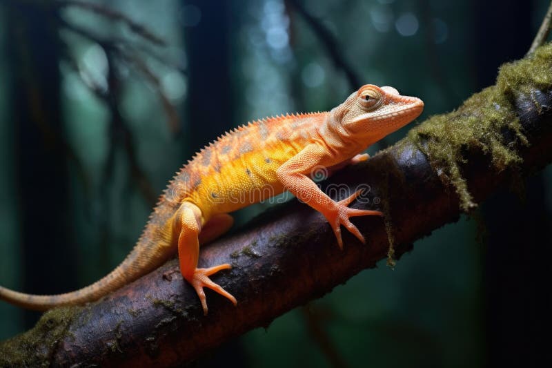 Lizard Shedding Skin Near a Water Source, Reflection Visible Stock ...