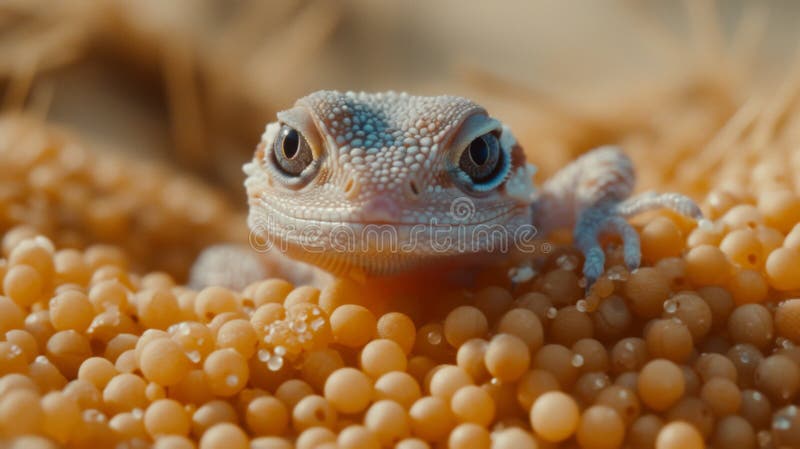 A Lizard is Sitting on a Pile of Seeds in the Sun, AI Stock Image ...