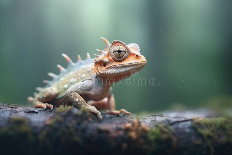 Lizard with Spotted Dewlap in a Defensive Pose Stock Image - Image of ...
