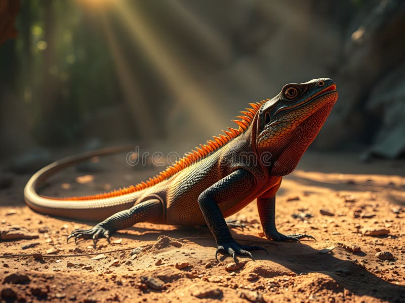 A Lizard is Standing on a Rocky Surface, with Its Head Turned To the ...