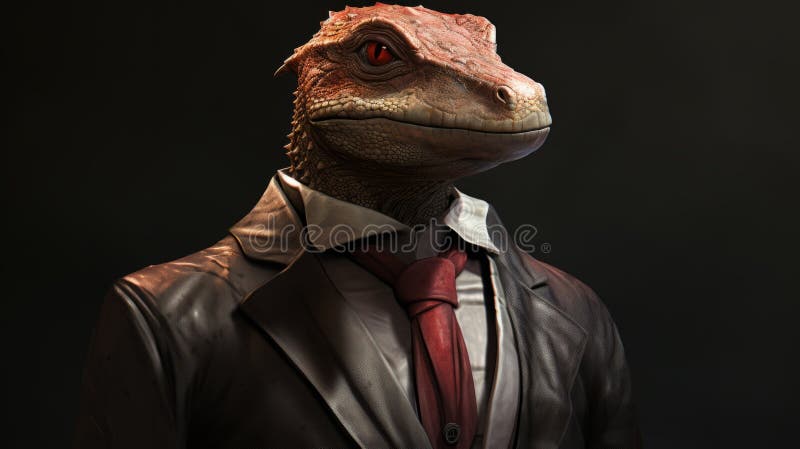 Lizard in a Suit: a Tonalist Genius in Unreal Engine Stock Illustration ...