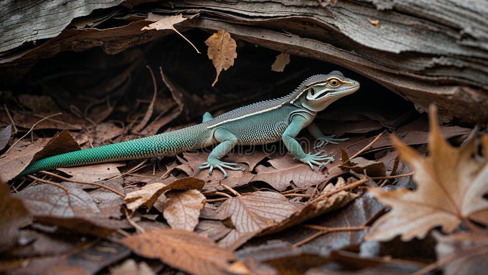 Lizard Tail Slipping Under Shed Base through Leaf Litter Stock ...