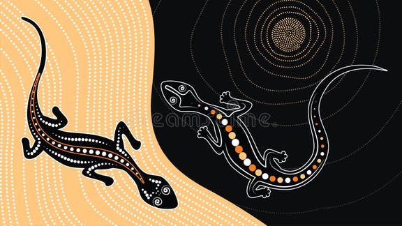 Lizard Vector, Aboriginal Art Background with Lizard Stock Vector ...
