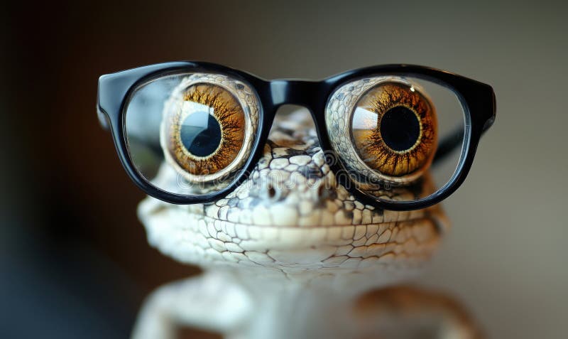 Lizard Wearing Glasses, Large Expressive Eyes, Humorous Expression ...