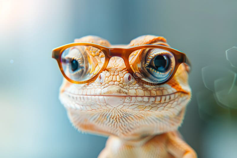 Lizard Wearing Glasses is Smiling at the Camera Stock Image - Image of ...