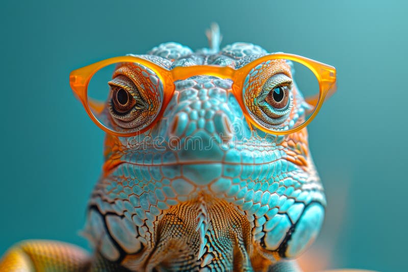 A Lizard Wearing Glasses is Staring at the Camera Stock Image - Image ...