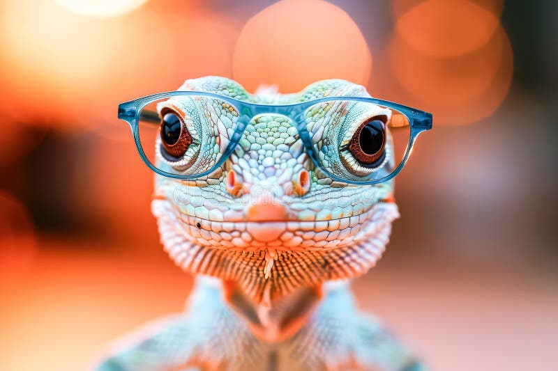 Cute Blue Lizard Wearing Glasses Stock Photos - Free & Royalty-Free ...