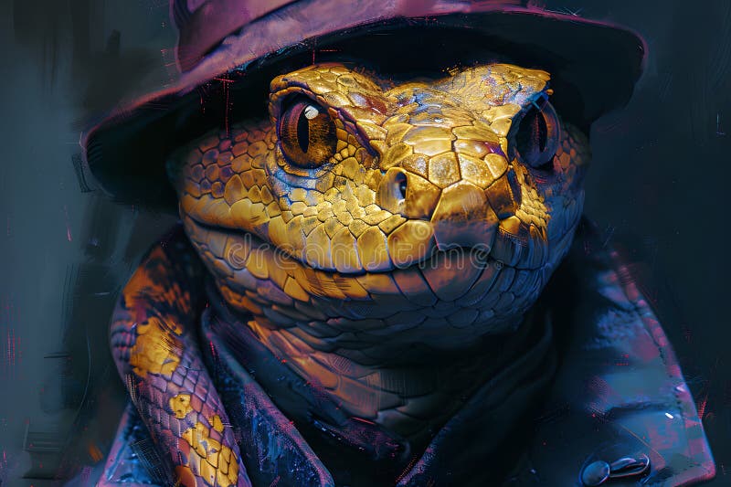 Lizard Wearing a Hat and Coat Poses with a Confident Expression Stock ...
