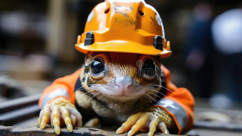 A Srange Creature Wearing an Orange Hard Hat, AI Stock Image - Image of ...