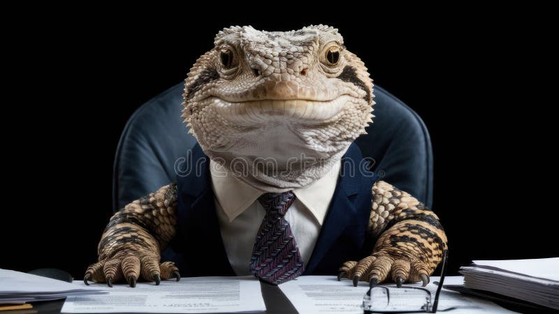 A Lizard Wearing a Suit and Tie Sitting at the Desk, AI Stock Photo ...