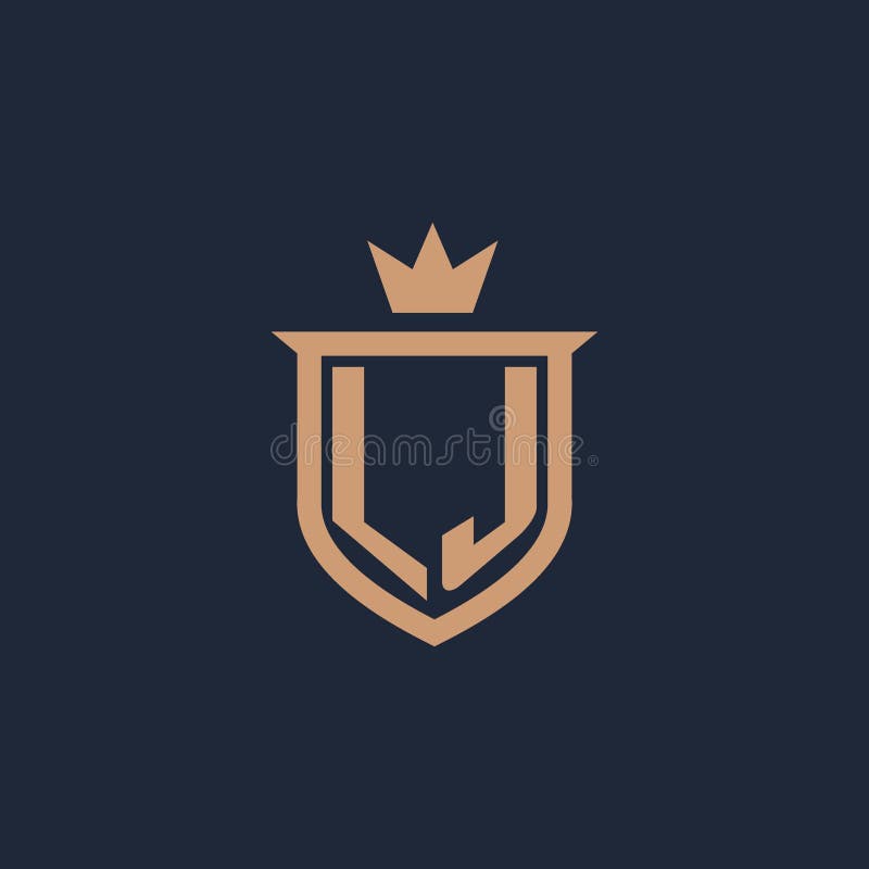 LJ Monogram Initial Logo with Shield and Crown Style Stock Vector ...