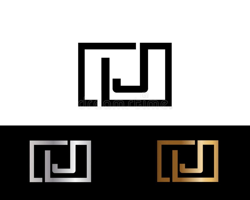 LJ Letter Logo Design With Square Stock Vector - Illustration of label ...