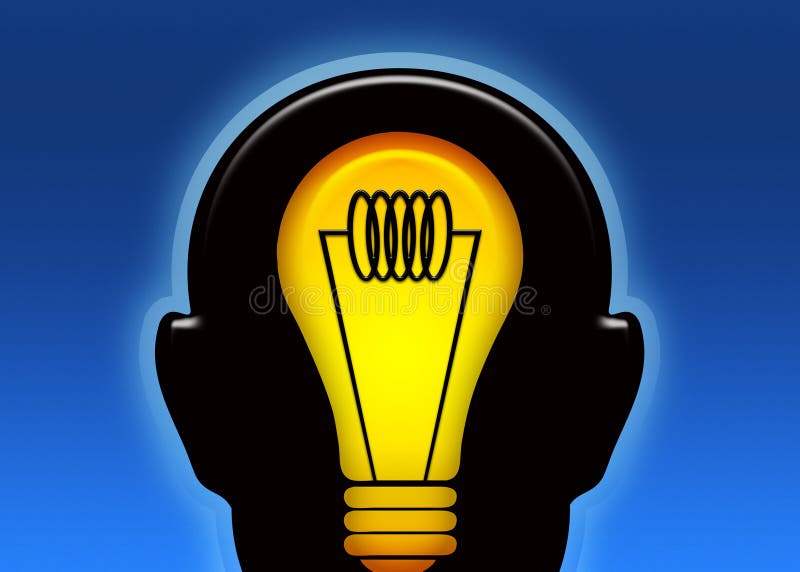 Glödande Hjärna Inom Den Ljusa Kulan, Idébegrepp ...