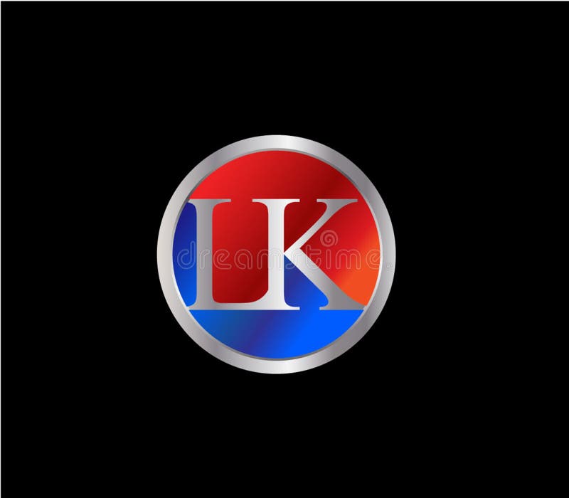 LK Initial Circle Shape Red Blue Silver Color Later Logo Design Stock ...