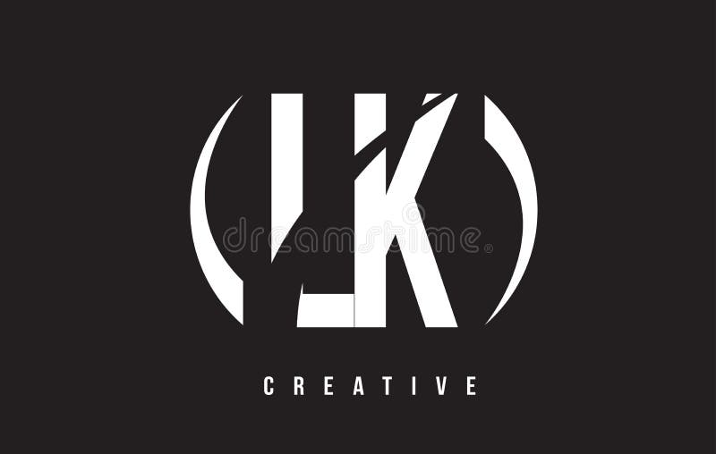 LK L K White Letter Logo Design with Black Background. Stock Vector ...