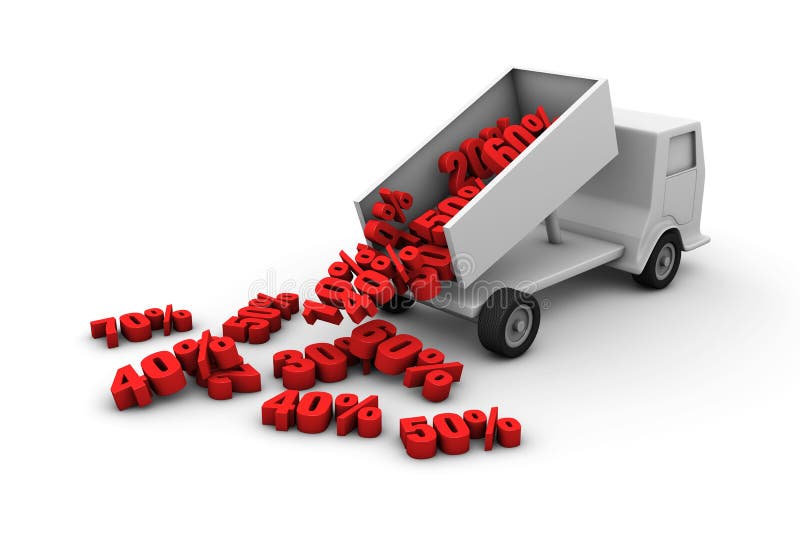 LKW voll von Rabatten stock abbildung. Illustration von bezahlung ...