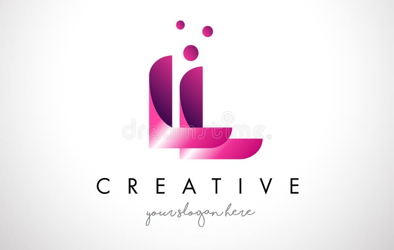 LL Letter Logo Design with Purple Colors and Dots Stock Vector ...