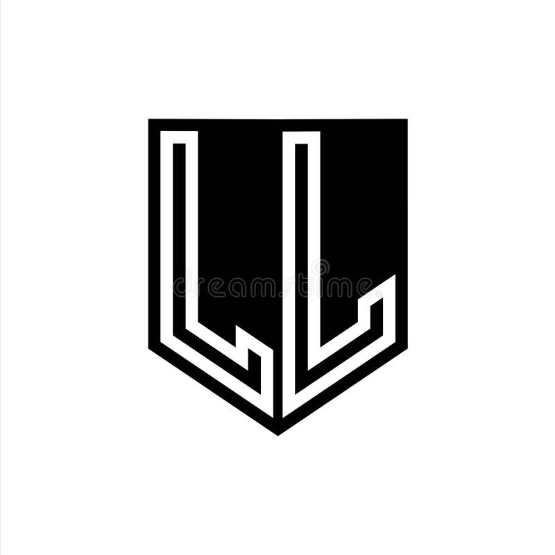 LL Letter Logo Monogram Shield Geometric Line Inside Shield Design ...