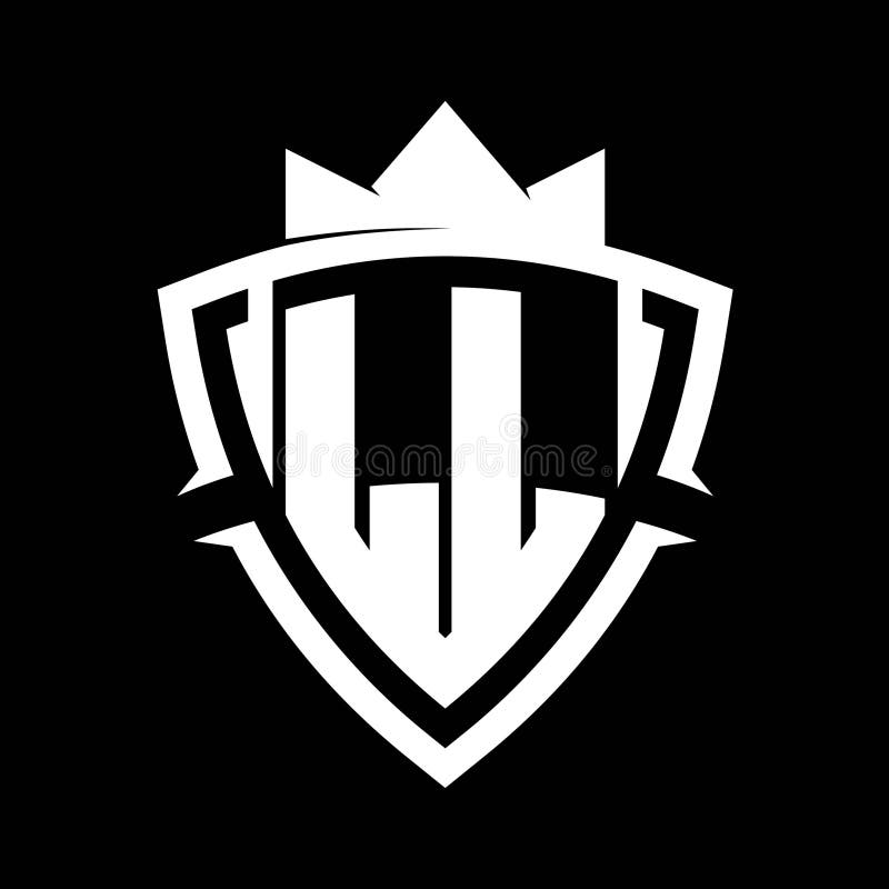 LL Letter Monogram with Triangle Curve Shield Shape with Crown White ...