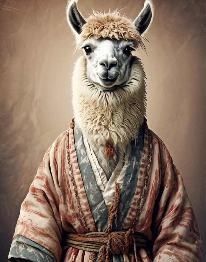 Llama Attired in Amusing Elegance Stock Illustration - Illustration of ...