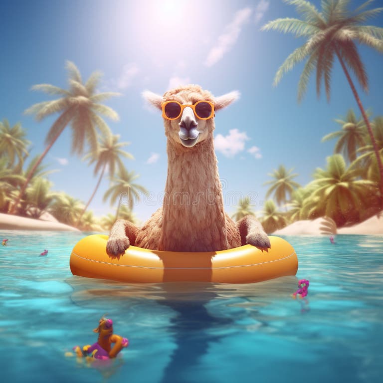 Llama with Float and Sunglasses Stock Illustration - Illustration of island, mammal: 290313890