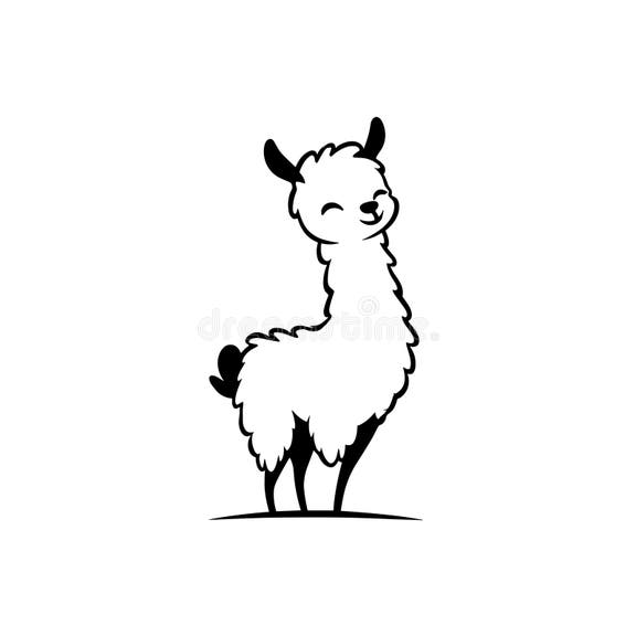 Llama. Llama Simple Black and White Line Art Vector Logo Stock ...