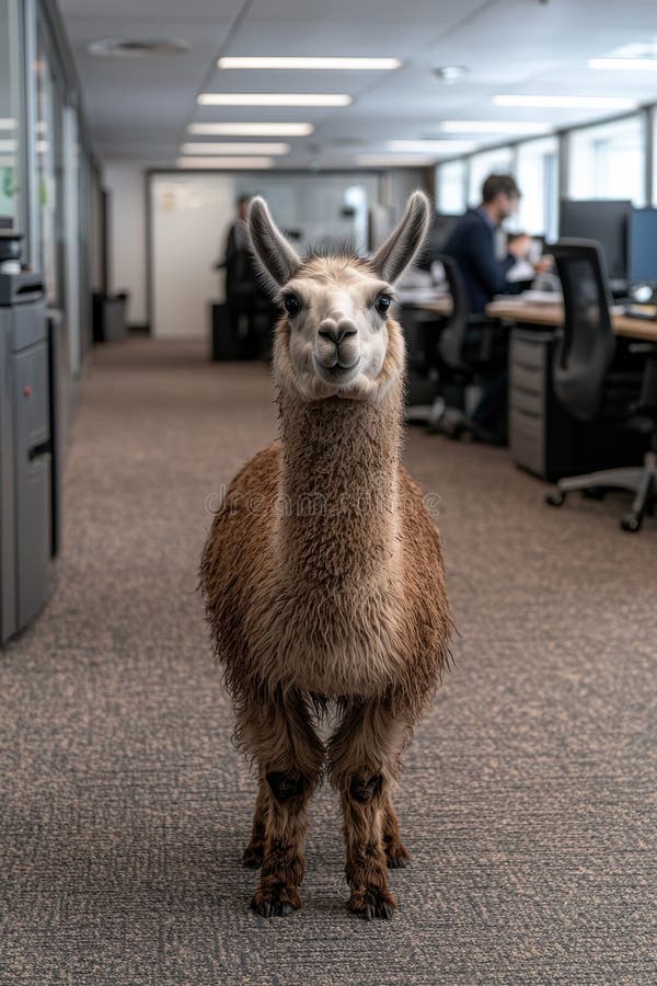 Llama Standing in an Office Hallway. Stock Illustration - Illustration ...