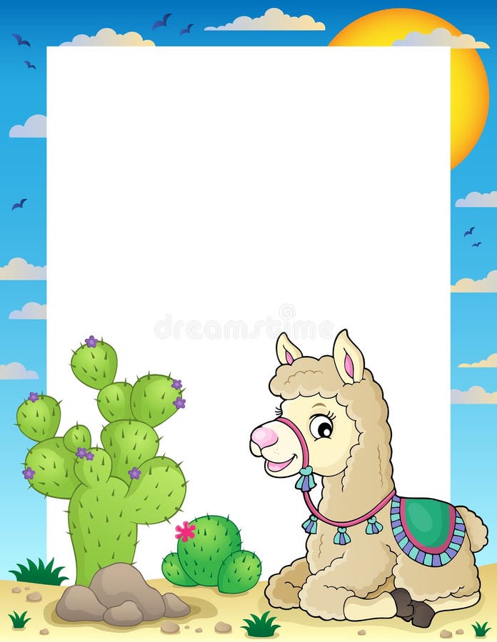 Llama theme frame 2 stock vector. Illustration of thematic - 136256914