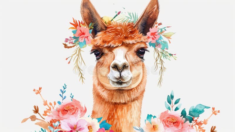 Llama Wearing Flower Crown Perfect Spring Themed Designs Stock Photos ...