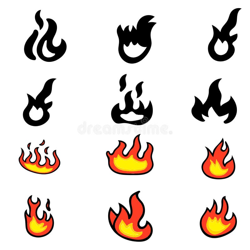 Llamas Del Fuego Sistema Ilustración Del Vector Ilustración De Fuego