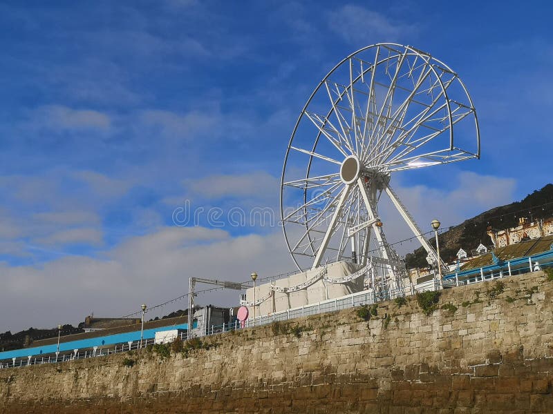 Llandudno Pier Ferris Wheel Under the Blue Sky Editorial Photo - Image ...