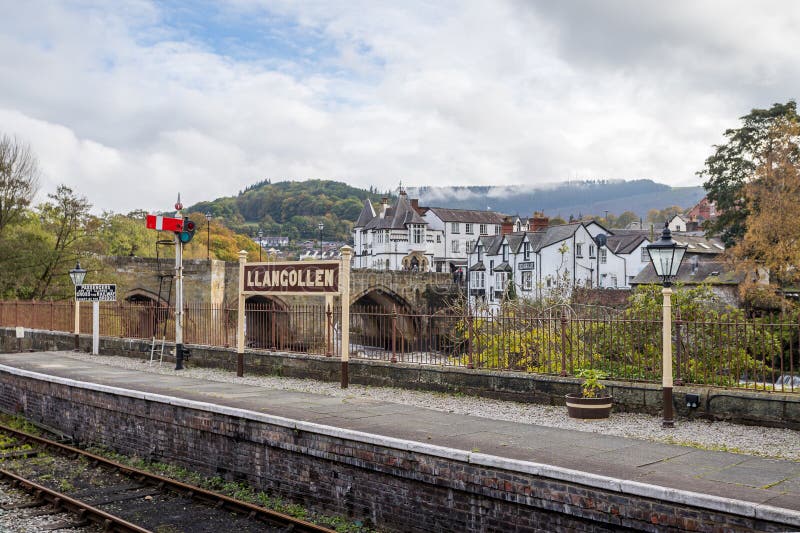 Llangollen Railway Station and Llangollen Bridge Stock Image - Image of ...