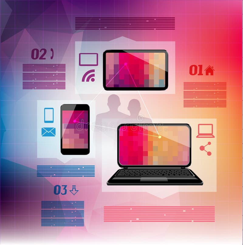 LLaptop Phone Tablet Connection Infographic Stock Vector - Illustration ...