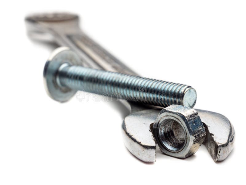 Llave Con Tuerca Y Tornillo Aislados Foto de archivo - Imagen de blanco ...