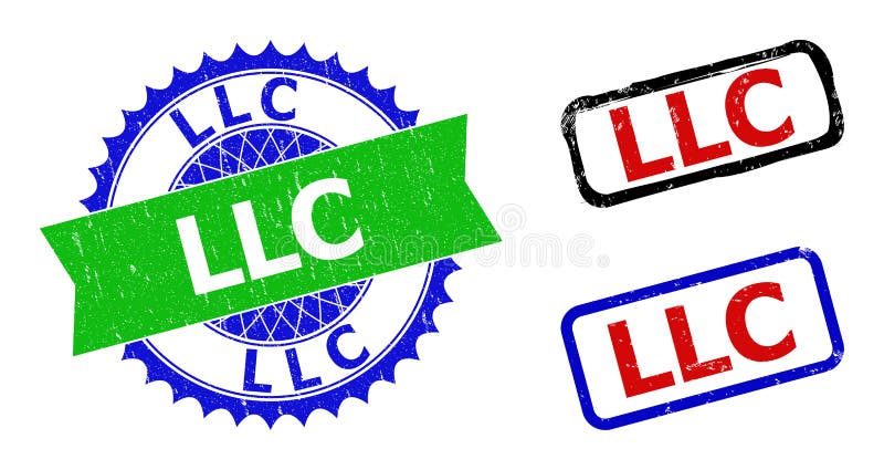 LLC Rosette and Rectangle Bicolor Badges with Rubber Textures Stock ...