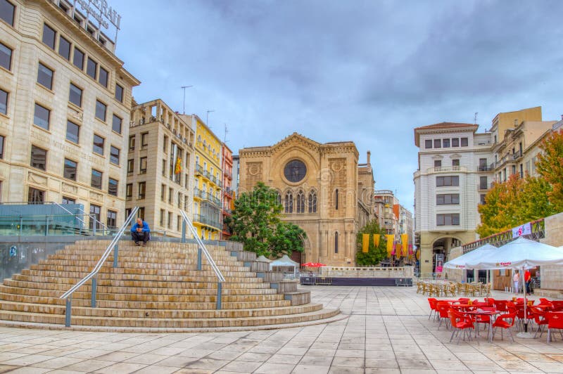 LLEIDA, SPAIN, OCTOBER 1, 2017: View of the Square of Sant Joan at ...