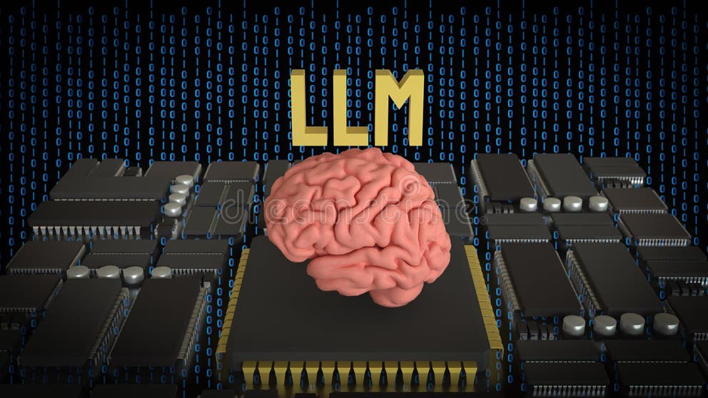 The LLM and Brain for Technology Concept 3d Rendering Stock ...