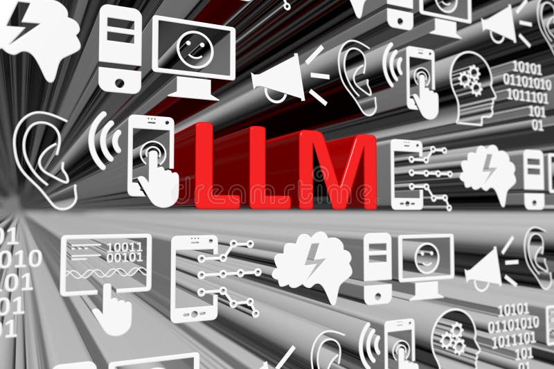 LLM Concept Blurred Background 3d Stock Illustration - Illustration of ...
